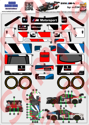 Sticker sheet for BMW M4 GT3 Racecar MOC by vv334 | MattsBrickMocs
