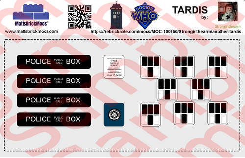 Tardis Sticker sheet for Moc-100350 by Stronginthearm | MattsBrickMocs