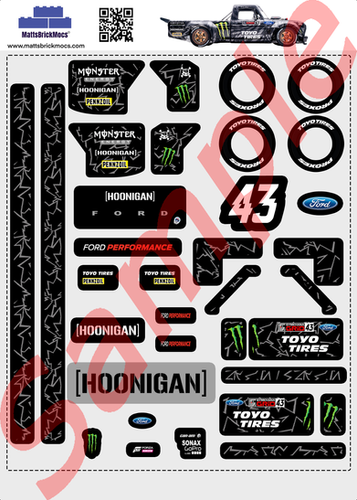 Hoonigan Pick up Pre cut sticker sheet | MattsBrickMocs