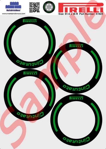 Pirelli Cinturato Tyre / Tire Stickers To Fit Lego 81.6 x 36 R ...