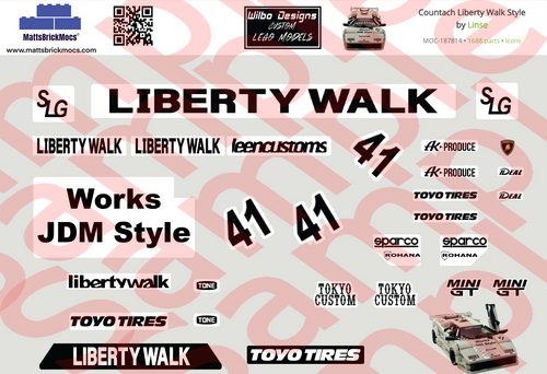 Sticker Sheet For Liberty Walk Lamborghini Countach Moc by Linse ...