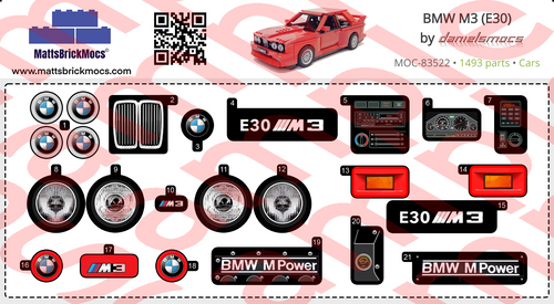 Sticker Sheet for the BMW M3 (E30) Moc by Danielsmocs | MattsBrickMocs