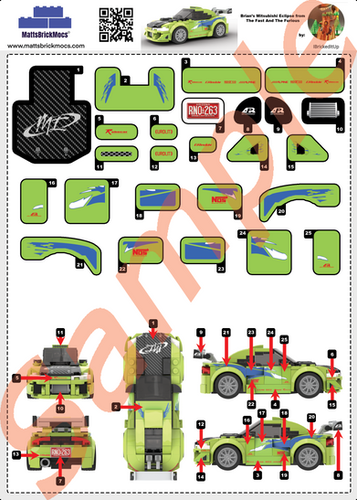 Sticker Sheet for the 6 stud wide Brian's Eclipse by IbrickeditUP ...