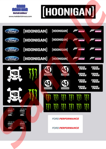 Sticker Sheet For Hoonigan Mustang Design | MattsBrickMocs