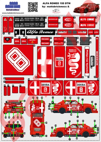 Sticker Sheet For Alfa Romeo 155 DTM Design | MattsBrickMocs