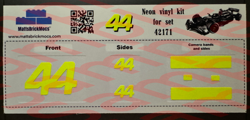 Neon Sticker set for Lego set 42171 Mercedes-AMG F1 W14 E Performance ...