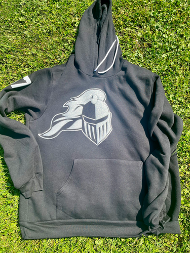 Silver Glitter PUFF Knight Head On Black--click for options! | YKK
