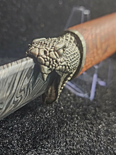 Snake Tanto tip knife Damascus | IRONHEAD FORGE