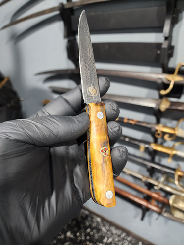 Small damascus carry knife | IRONHEAD FORGE