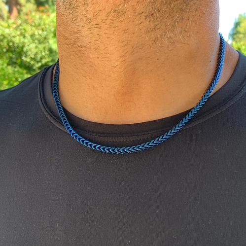 Steel Blue Plated Rounded wheat Chain Necklace 3mm | Gold Mine Jewelry
