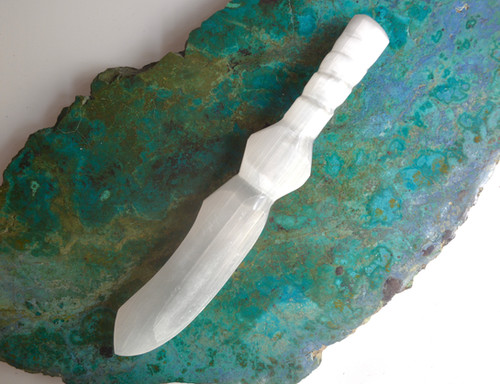 Selenite Athame (Dagger / Knife) (Satin Spar) | CRYSTAL + CRAFT