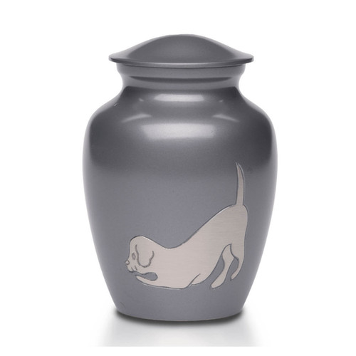 "Playful Puppy" Classic Brass Urn, Slate Finish- SMALL | Hānai Pet ...