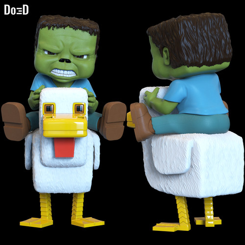 Angry Chicken Jockey Statue Life Size or Any Scale Minecraft Movie 3D ...