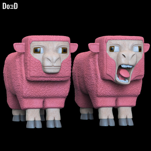 Pink Sheep Statue Life Size Any Scale Figure Minecraft Movie 3D Model ...