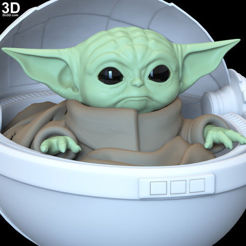 The Child Baby Yoda Statue in Crib Basket Mandalorian | 3D Printable ...