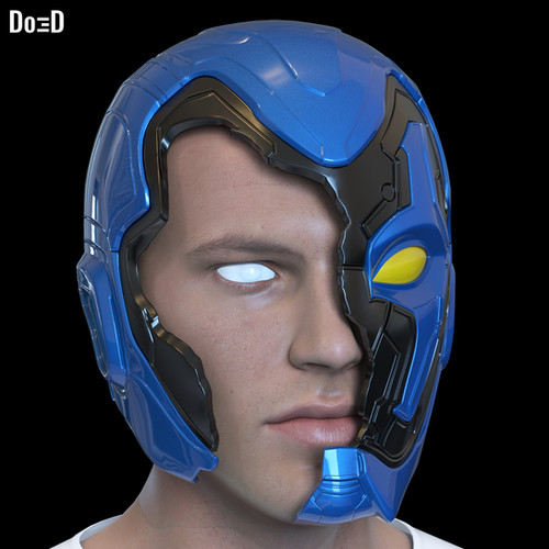 Blue Beetle Helmet with Larger Battle Damage | 3D Printable Model #LB92 ...