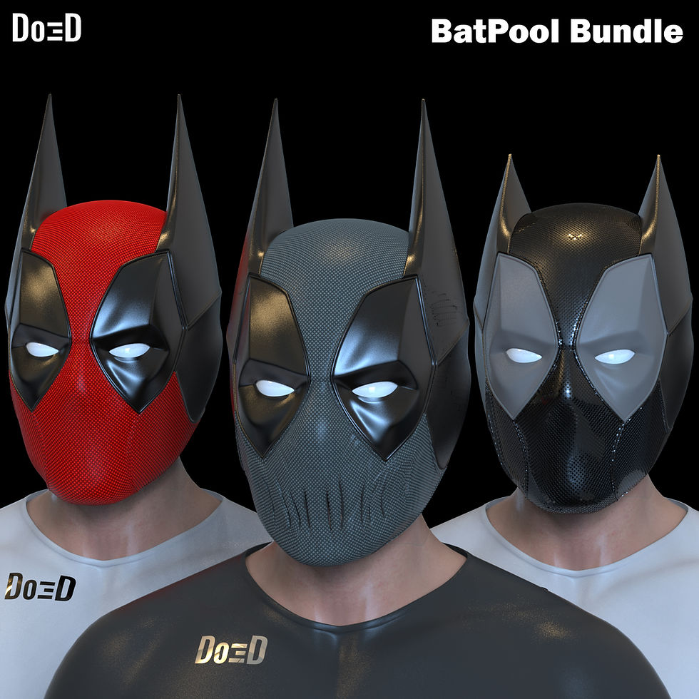 BatPool Bundle Modular Helmet (Batman Deadpool) 3D Printable Model #B9 ...