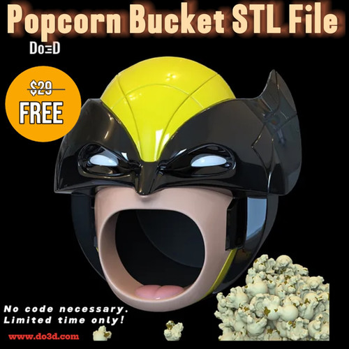 Free Popcorn Bucket / Container 3D Printable Model File STL #WP58 | Do3D
