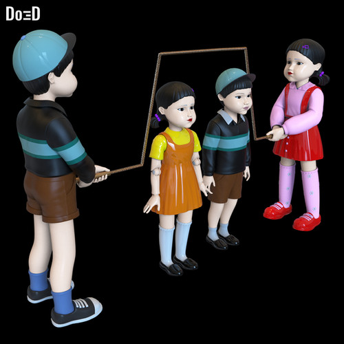 Bundle: Young-hee Cheol-su All 4 Figures Squid Game Season 3 | 3D Model ...