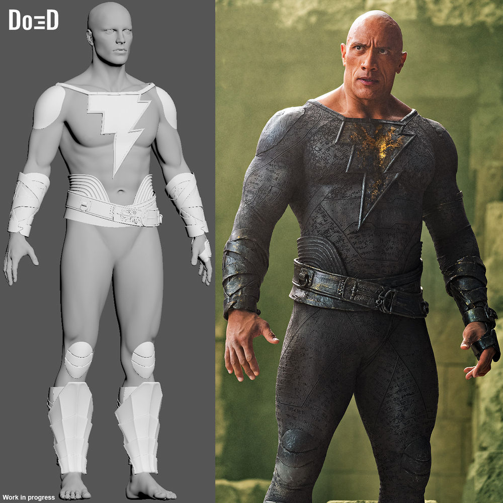 Black Adam chest, Shoulder, forearm, knee and shin armor 3D printable ...