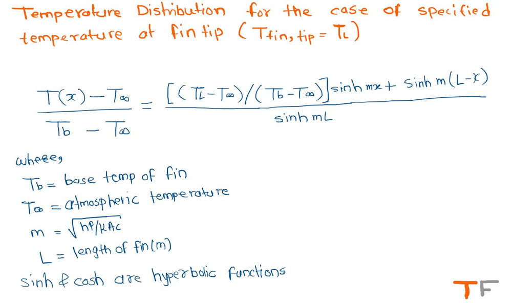 What Is The Equation Of Temperature Distribution For The Fin With A