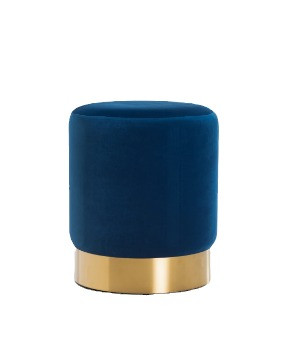 Navy Blue Single Round Ottoman | Velvet | Special Events H&L
