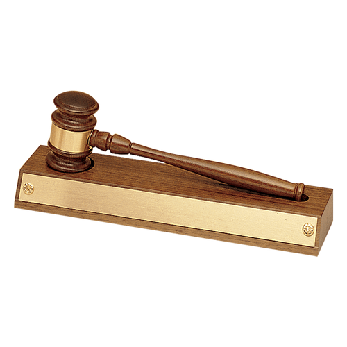 Walnut Gavel Base with Brass Plate (Base Only) | T&J Trophies
