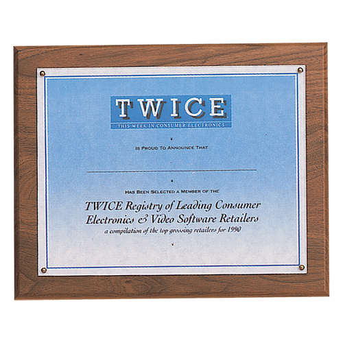 Solid Walnut Certificate Plaque with Plexiglass Cover | T&J Trophies
