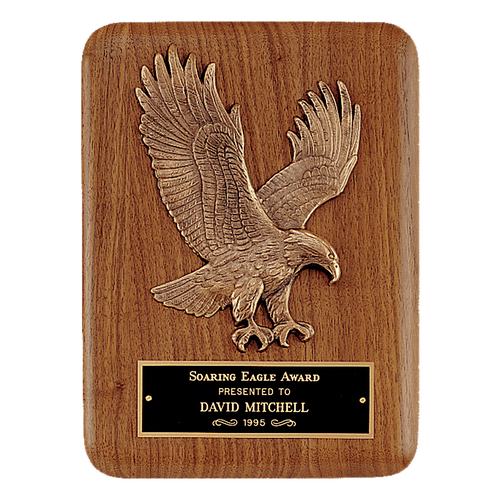 Solid Walnut Plaque with Sculptured Relief Eagle Casting and Black ...