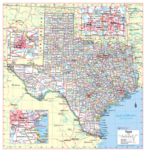 Texas State Wall Map - 24"x25"