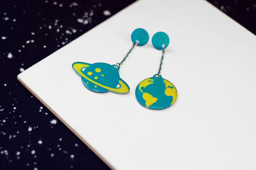 Висящи обици с планети "Galaxy" | mihha-shop