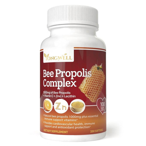 Super Bee Propolis Complex With Vitamin C, Zinc, and Lecithin (200 ...
