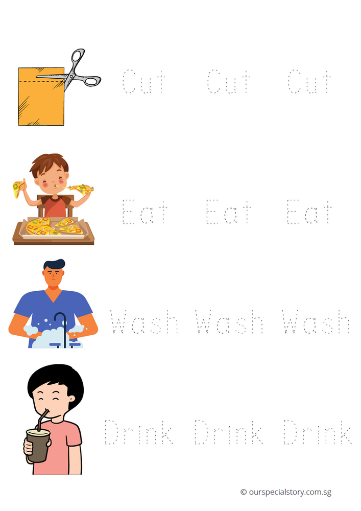 Tracing and Writing Action Verbs