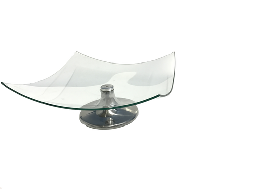 Placa Vidro Quadrada Concava C/ Pe Inox | festa