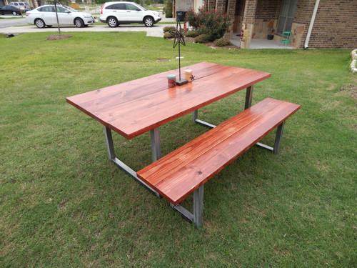 Metal & Wood "U" Bench | Ross Rustic Tables