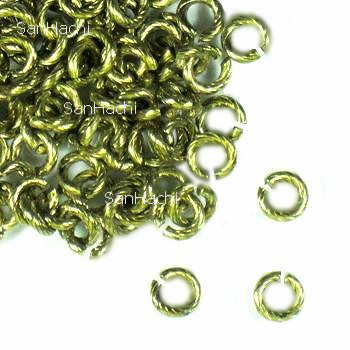 Gold Toned Hande-made Twisted Jump Rings | SanHachi