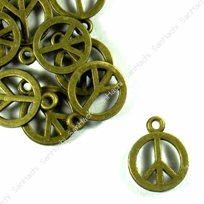 Brass Toned Classic Peace Sign Charms | SanHachi
