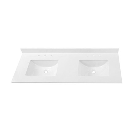 KP Direct | 61 in. Double Sink Vanity Top with White Trough Sinks