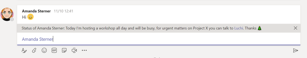 How to use the status message in Microsoft Teams