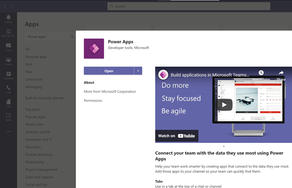 Sample apps built on Power Apps in Microsoft Teams - Amanda Sterner