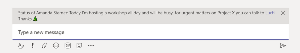 How to use the status message in Microsoft Teams