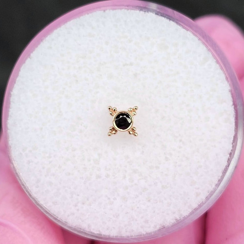 Rose Gold & Black CZ 'Mini Kandy' | Fourleaf Piercing