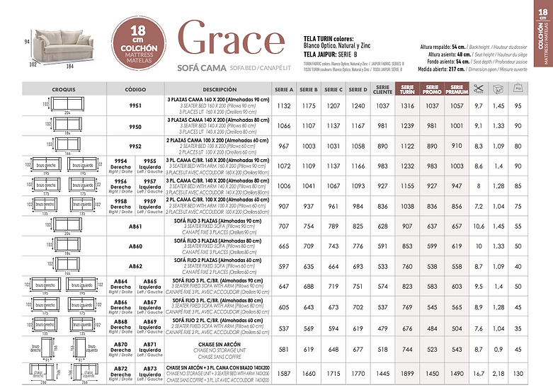 Sofá cama mod. Grace | Divinity Muebles