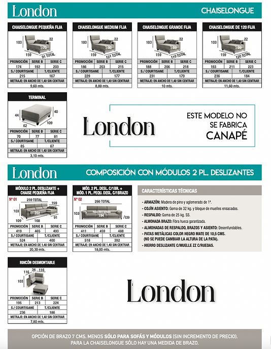 Chaise longue deslizante London | Divinity Muebles