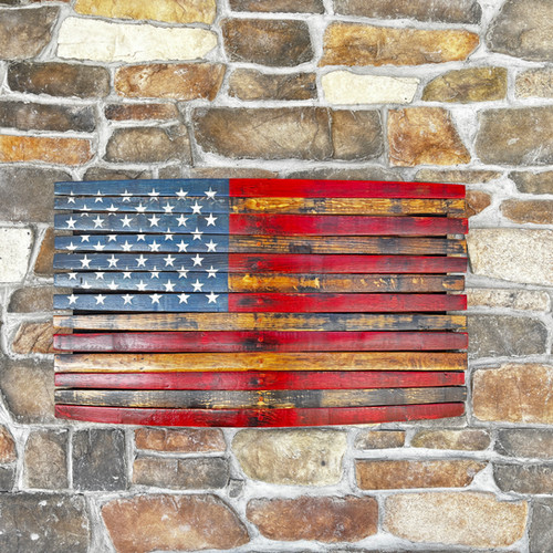 Old Glory Rustic Barrel Flag with Natural Stripes | Murphy Wood Art