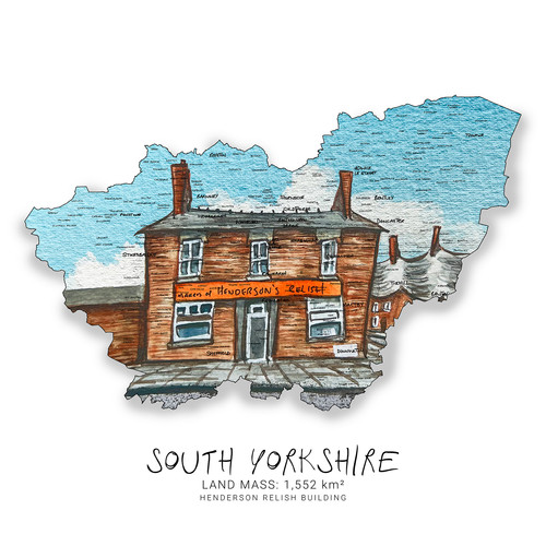 South Yorkshire Hendersons Relish Map Art Print | AVMS Art