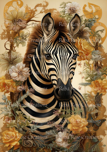 A3 - 07 - Floral Zebra | Reba Rose Creations30 GSM Rice Paper Made In ...