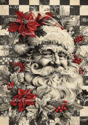 1170 - Checkered Board Santa | Reba Rose CreationsA4 Rice Paper 11.75 x ...