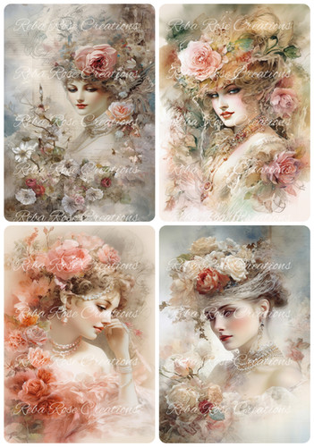 Victorian Ladies Digital Download | Reba Rose Creations5 Sheets: 8.25 x ...