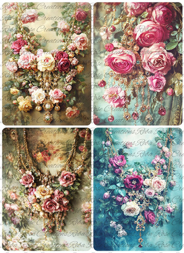 1742-Roses & Jewels | Reba Rose CreationsA4 Rice paper 8.25x11.75Actual ...
